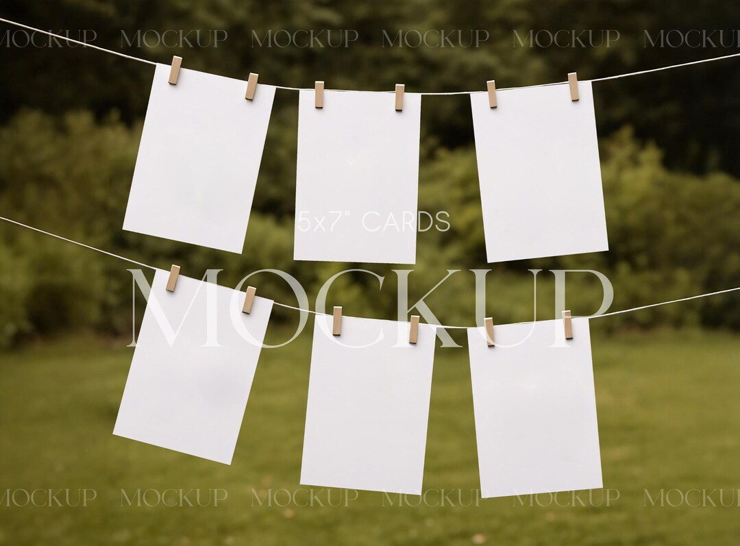 Garland Cards Mockup, Monthly Photo Mockup, 6 Cards Mockup, 5x7 Cards ...