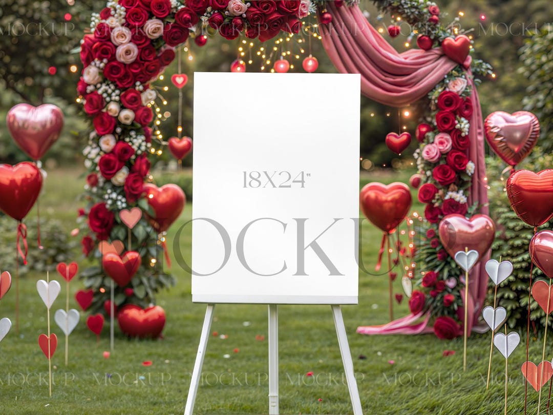 18x24 Sign Mockup – Wedding Welcome Sign on Easel Display (PSD + PNG ...