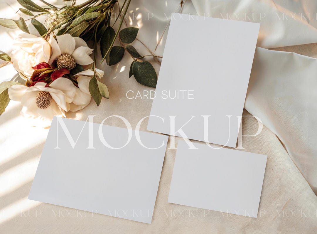 Wedding Suite Mockup, 5x7 Invite Mockup, Wedding Card Set Mockup ...