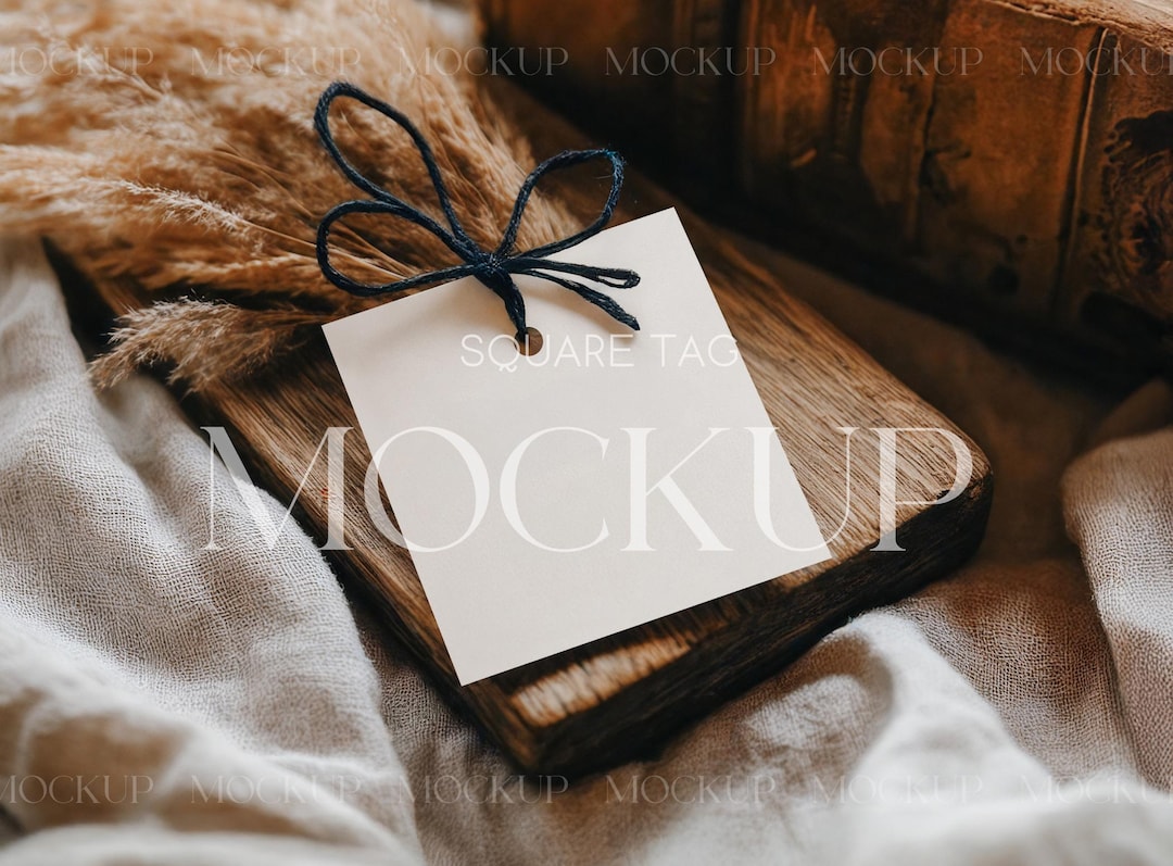 Square Tag Mockup PSD, Favor Tag Mockup, Present Tag Mockup, Wedding ...