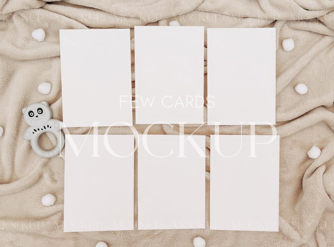 Set of Six Card Mockup, Games Card Mockup, Baby Shower Bundle Mockup ...