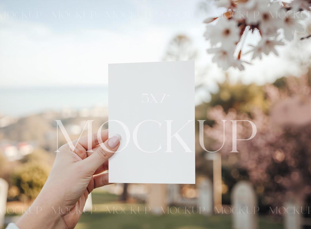 Card Mockup in Hand, Spring Card Mockup, Hand Holding Invitation Mockup ...