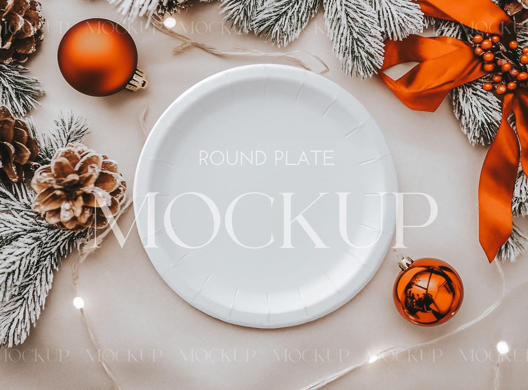 Round Plate Mockup, PSD Paper Plate Mockup, Holiday Empty Plate Mockup ...