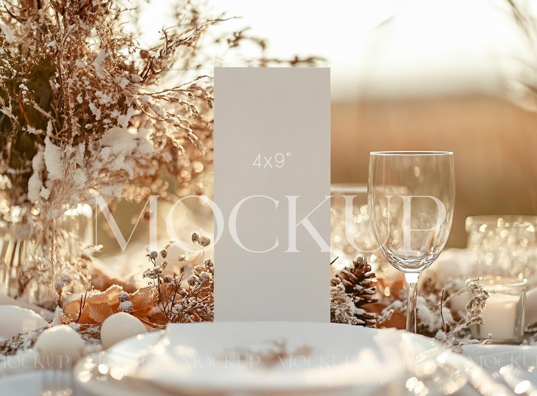 4x9 Menu Mockup, Diner Menu Mock up 4x9 Card, Menu Card Mockup, Table ...