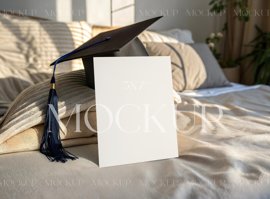 5x7 Graduation Mockup, Grad Invitation Card Mockup, Empty Clear Card ...