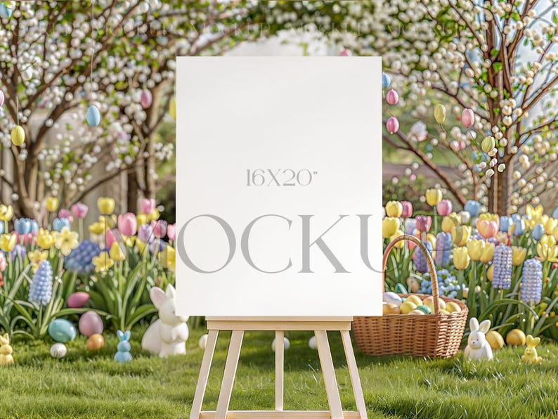 Holy Week Sign Mockup – 16x20 Lent Signage Display on Easel (smart ...