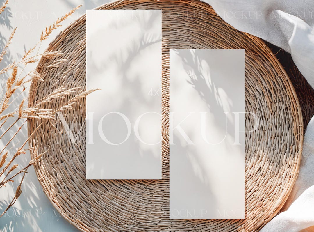 Boho Dinner Menu Mockup, Editable 4x9 Menu Card Mockup, Wedding Program ...