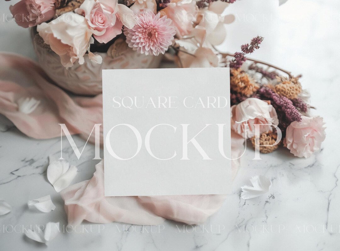 Square Invitation Mockup, Square Card Mockup, Square Greeting Card ...