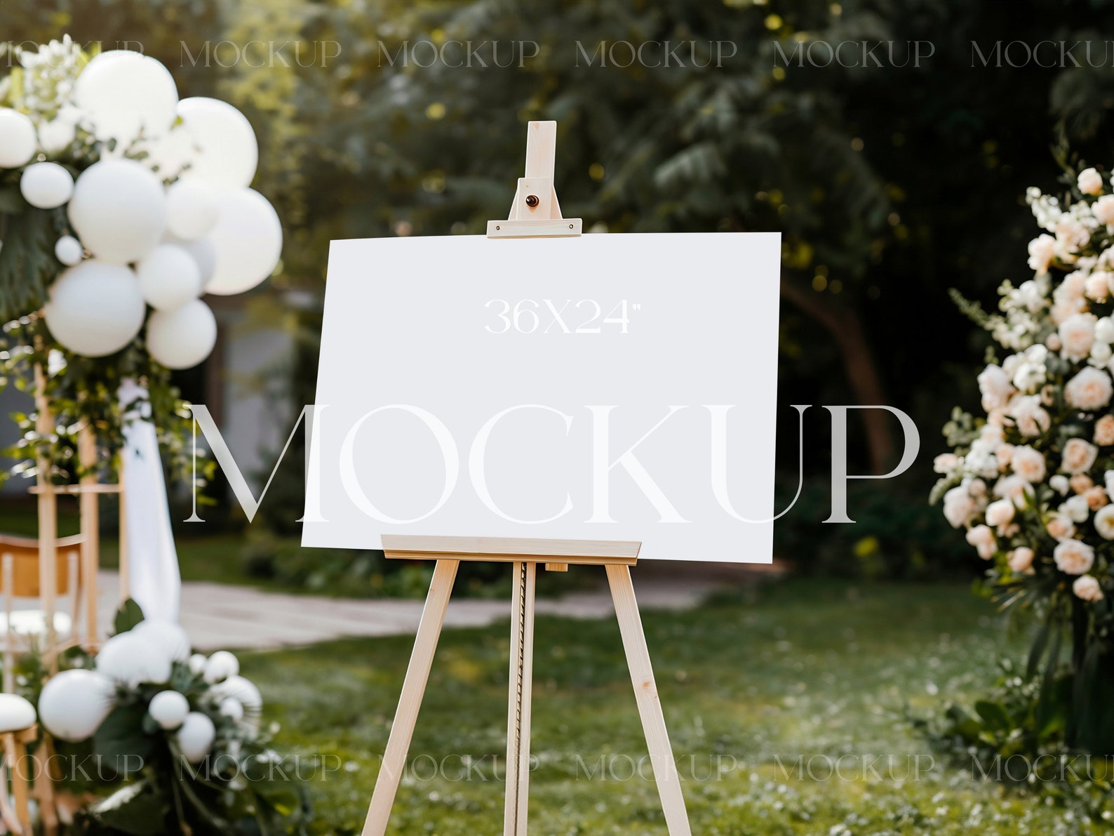 24x36" Sign Mockup, Wedding Sign Mockup, 36x24 Welcome Sign Mock ...