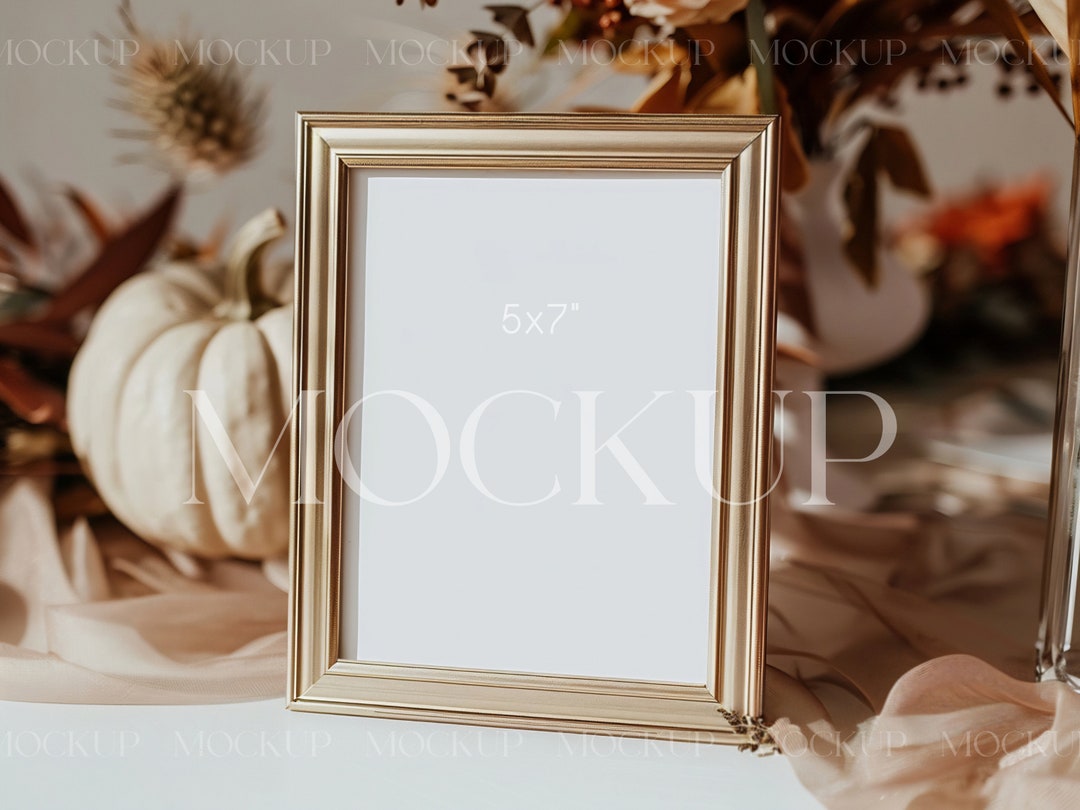 5x7 Sign Mockup, Autumn 5x7 Card Mockup, Tabletop Sign Mockup, Vertical ...