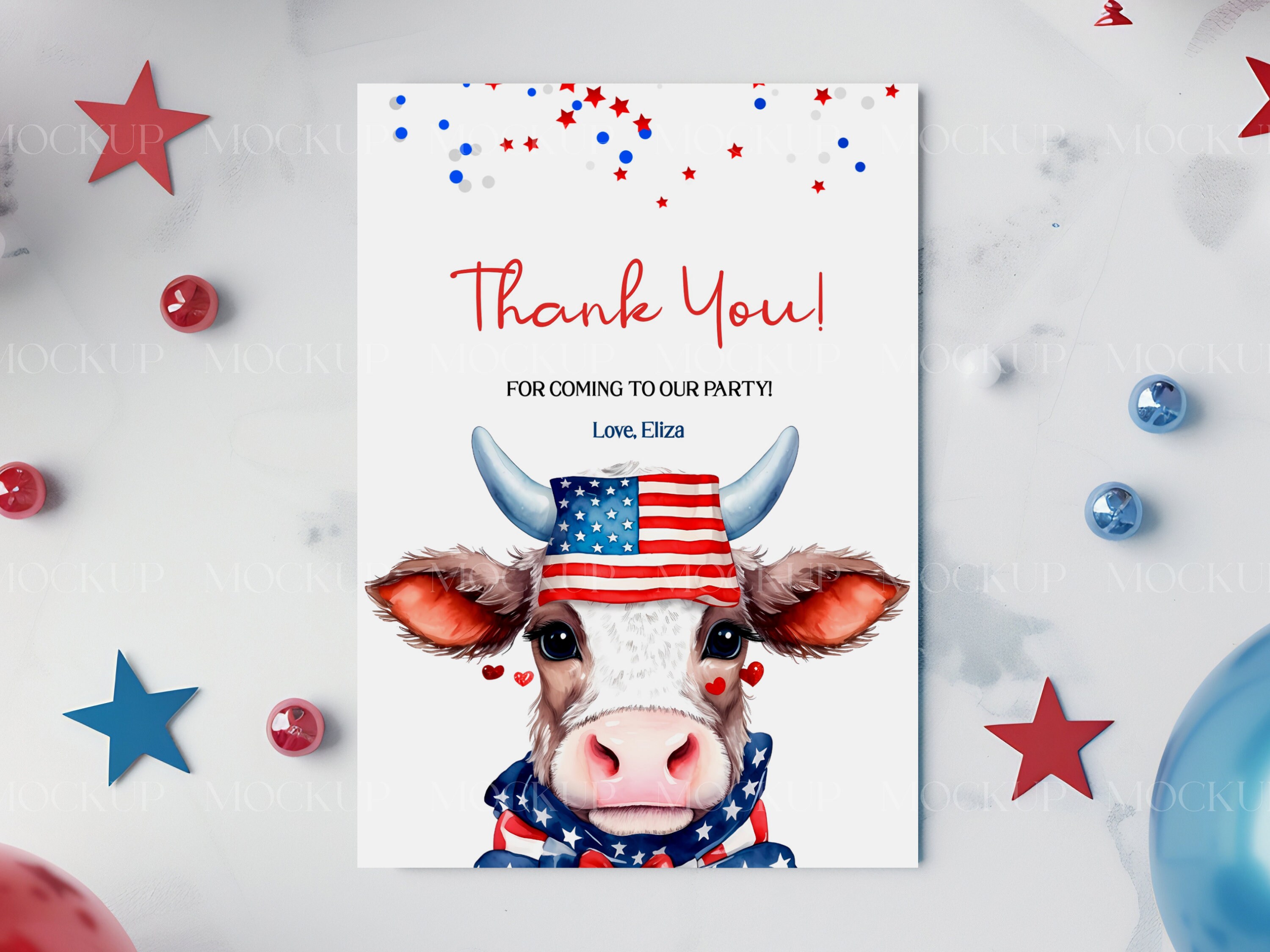 Red White and Blue Mockup, 4 of July Card Mockup, Fourth of July Mockup ...