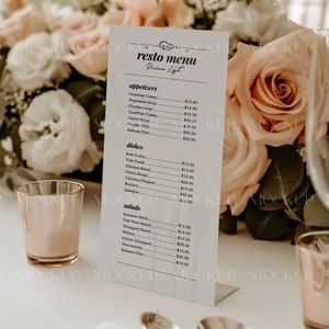 4x9 Menu Mockup PSD, Event Program Mockup, Table Menu Mockup, Wedding ...