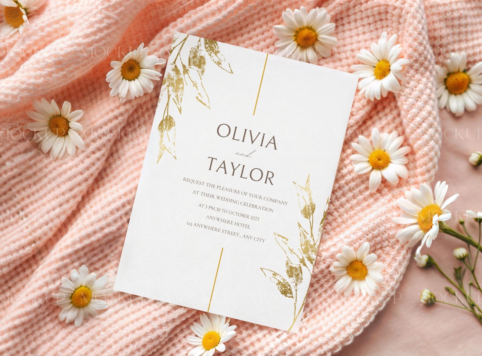 Daisy Invitation Card Mockup, Editable Baby Invite Mockup, Party 5x7 ...