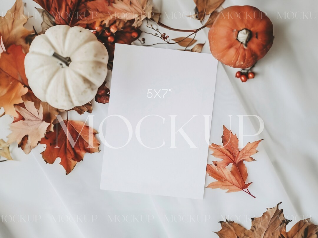 Autumn Card Mockup, Boho Greeting Card Mockup, Fall Wedding Mockup ...