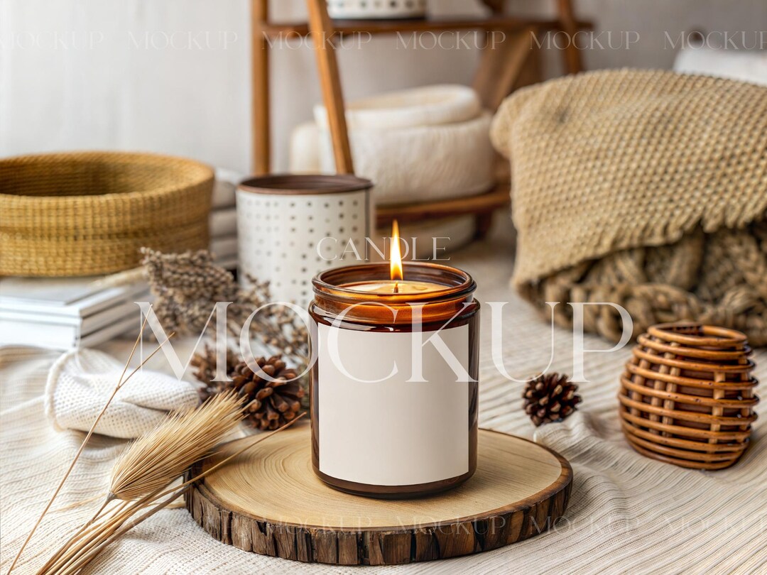 Lumient Amber Candle Mockup, Amber Jar Candle Mockup, Candle Label ...