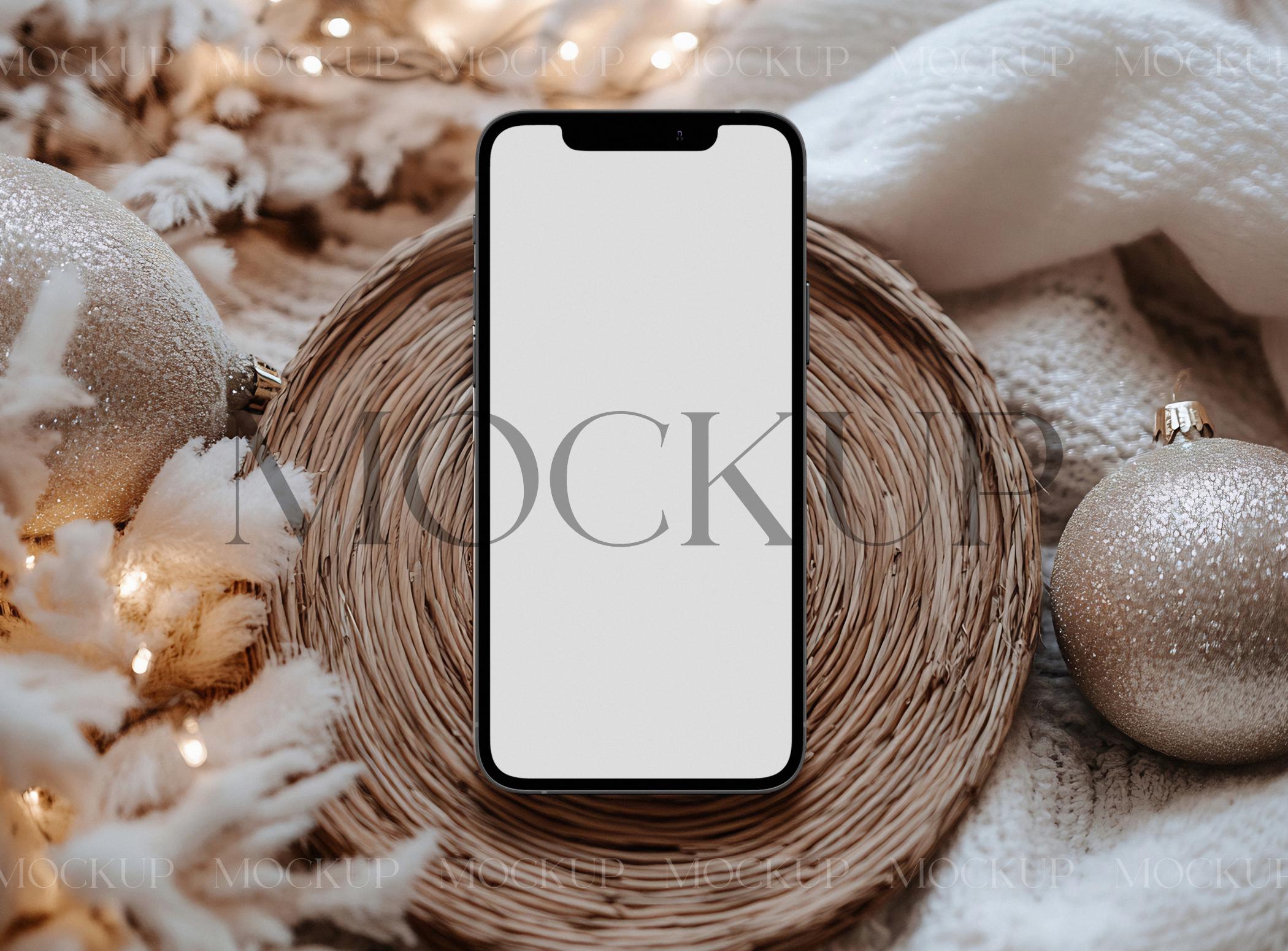 Christmas iPhone Screen Mockup, Holiday iPhone Mockup, Christmas Phone ...