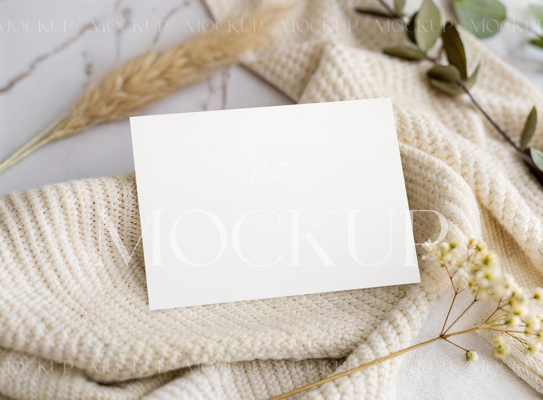7x5 Invitation Card Mockup, Wedding 7x5 Card Mockup PSD, Boho RSVP Card ...
