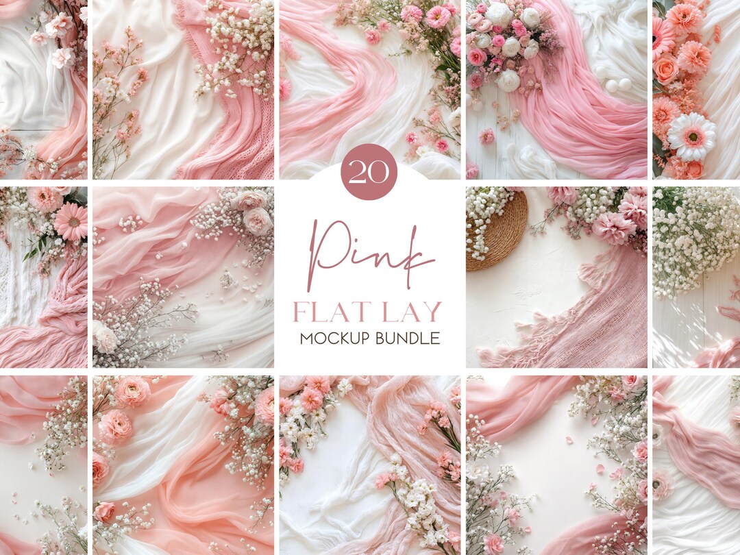 Pink Flat Lay Mock Ups, Desk Table Flat Lay Mockup, Stock Photo ...