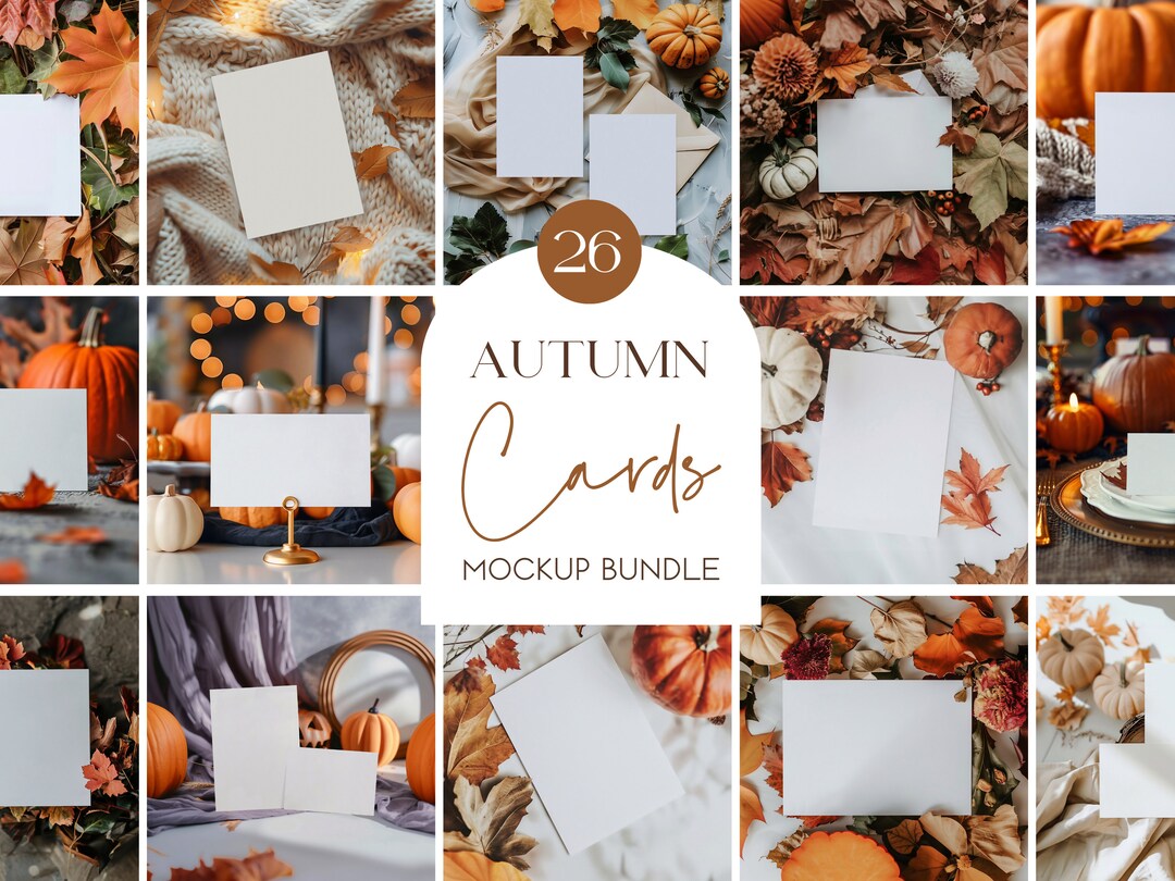 Card Mockup Bundle, Fall Invitation Card Mockup, Boho Card Mockup ...
