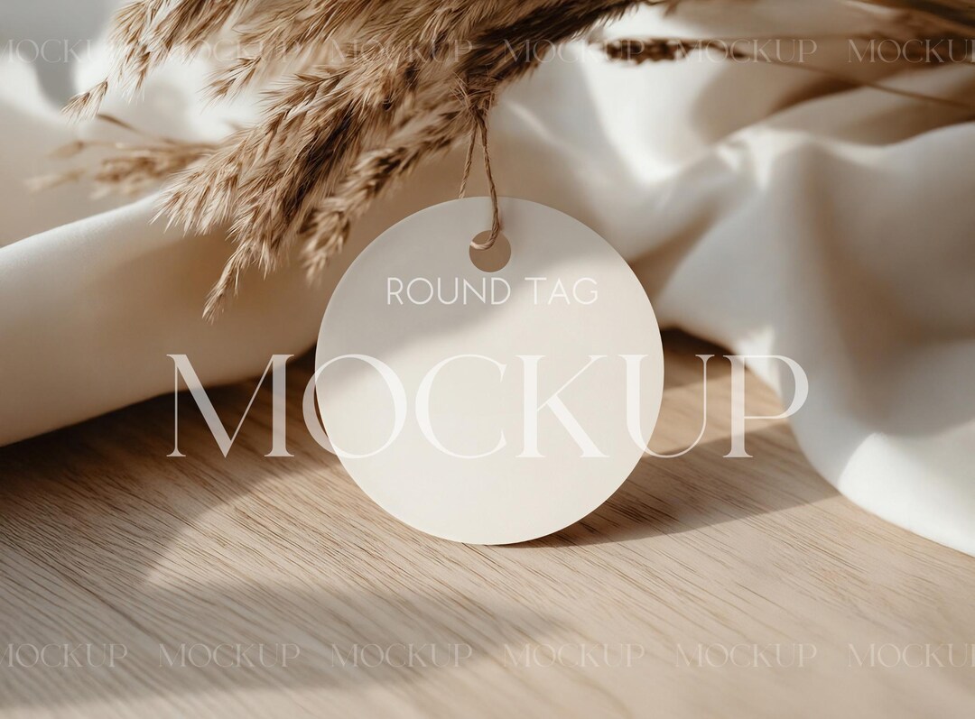 Wedding Round Tag Mockup, Circle Gift Tag Mockup, Boho Thank You Tag ...