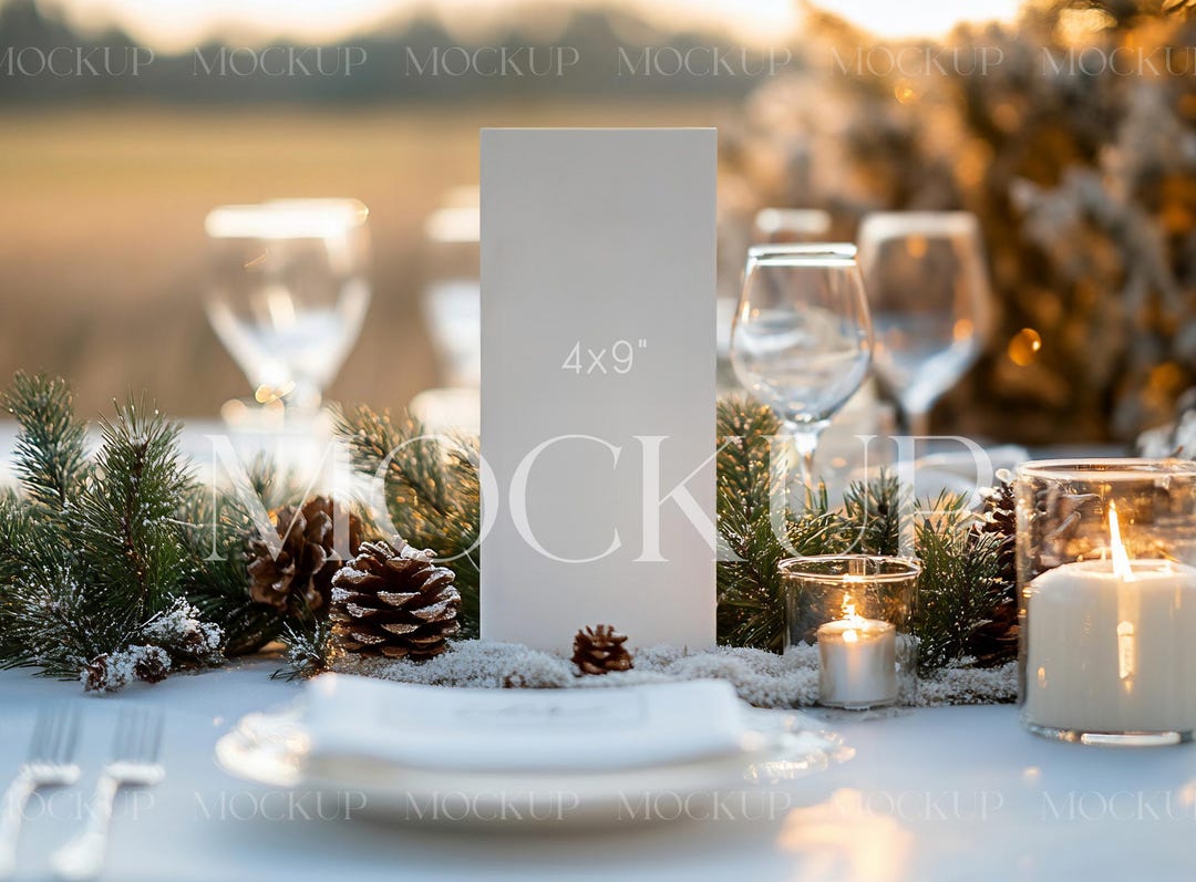 Winter 4x9 Menu Mockup, Diner Menu Mock up 4x9 Card, Menu Card Mockup ...