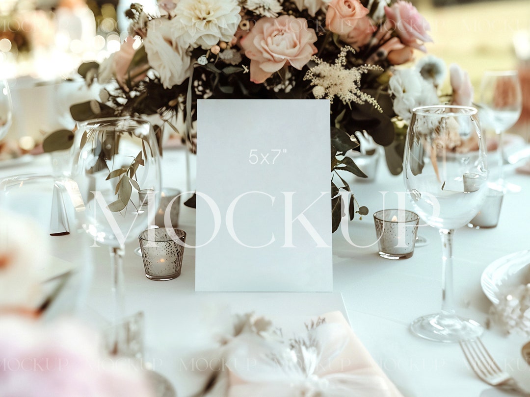 Wedding 5x7 Menu Card Mockup, Table Card Mockup, PSD Dinner Menu Mockup ...