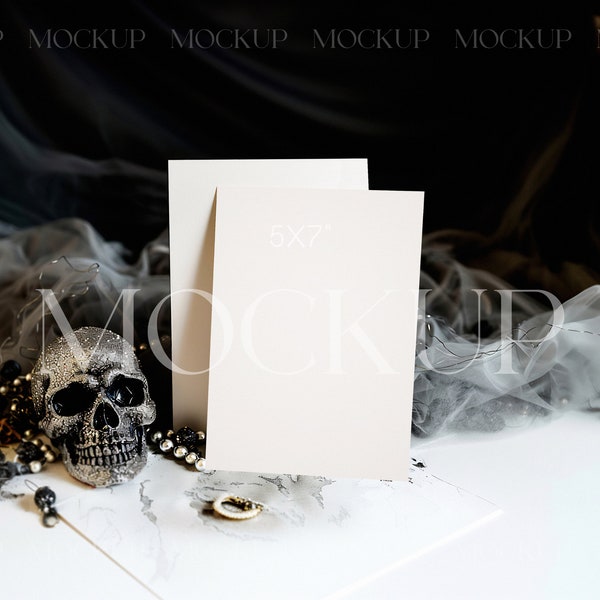 Landscape Invite Mockup, 7x5 Horizontal Card Mockup, Autumn Stationery ...