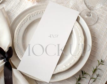4x9 Menu Mockup PSD, Event Program Mockup, Table Menu Mockup, Wedding ...