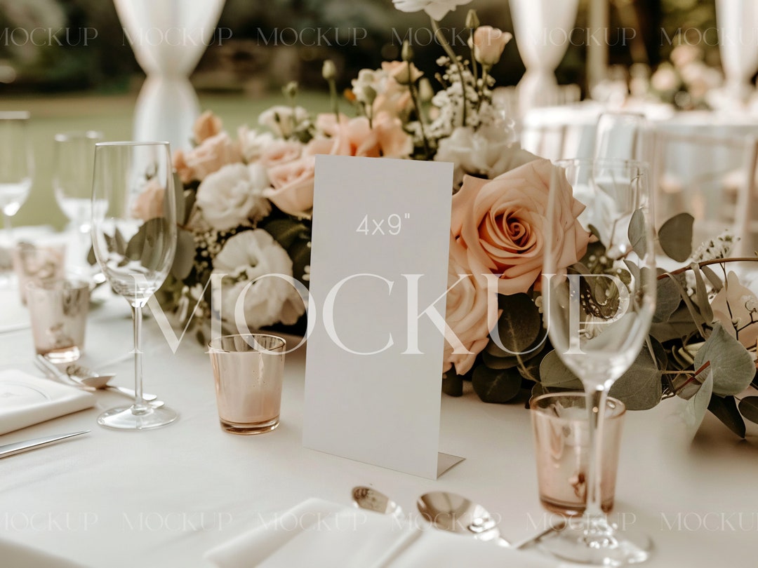 4x9 Menu Mockup PSD, Event Program Mockup, Table Menu Mockup, Wedding ...