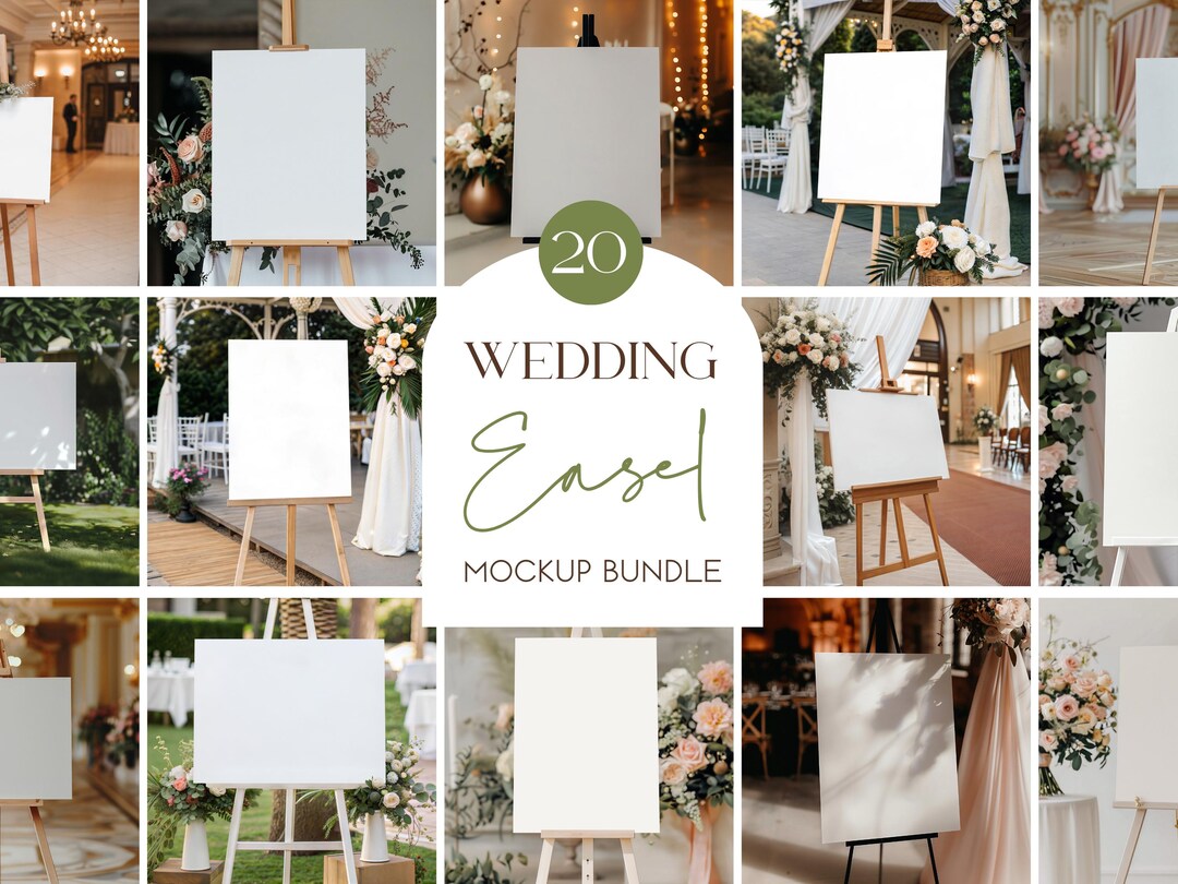 Welcome Sign Mockup Bundle, Floral Easel Sign Mockup, Boho Wedding Sign ...