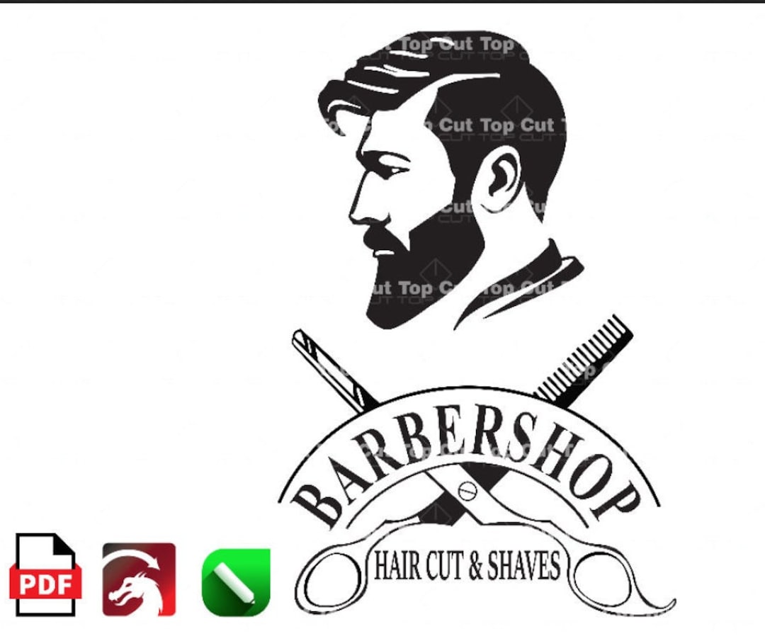 Barbershop Logo and Signage Design Files - Wall Decor, Laser Cutting ...