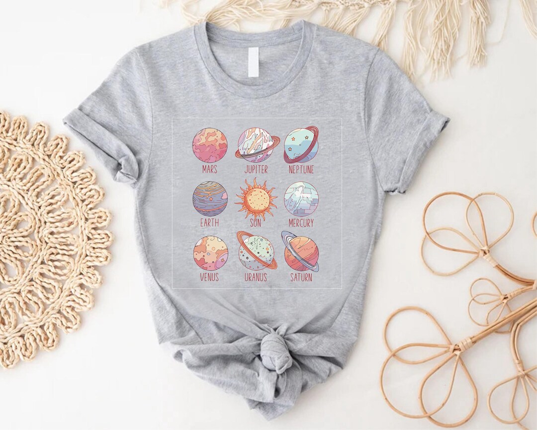 Solar System Shirt, Abstract Planets Names Tee, Space Birthday Shirt ...