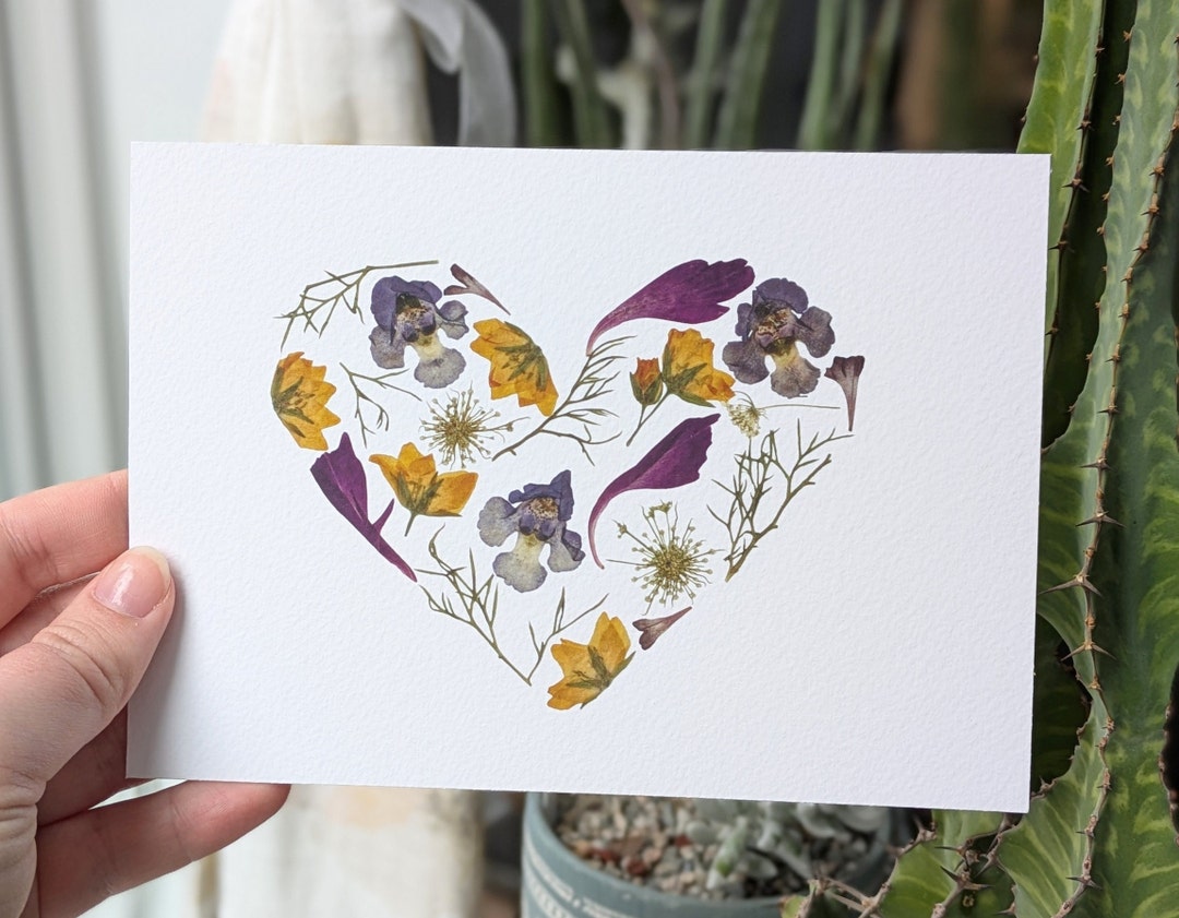 Heart Print, Pressed Flower Fine Art Print - Etsy