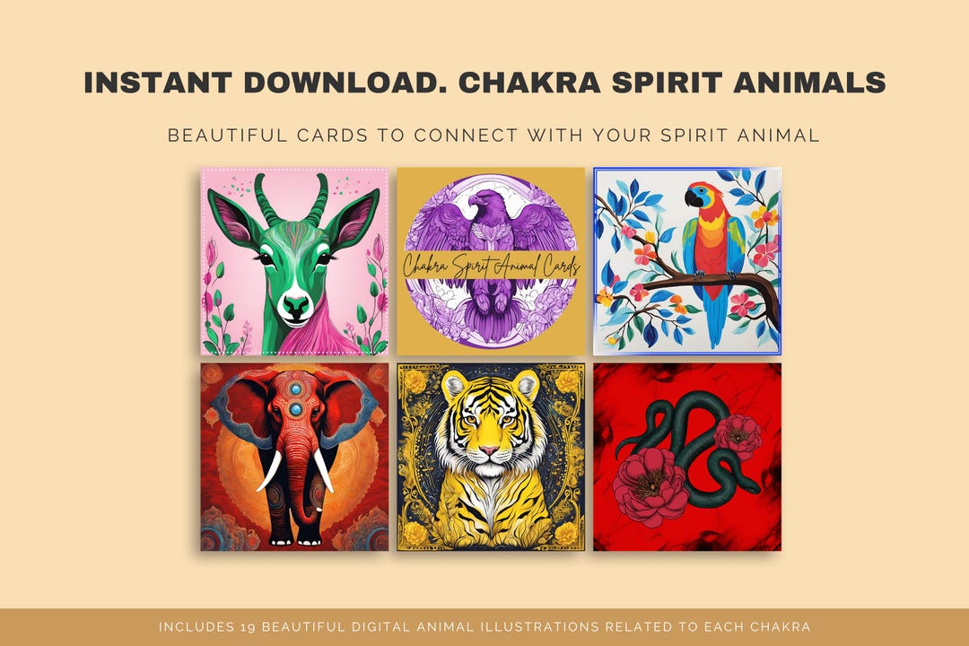Digital Spirit Animal Cards Chakra Colors Totem Animal Energy Source ...