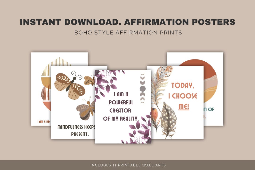 Positive Affirmation Prints Boho Home Decor Poster Size Affirmation ...