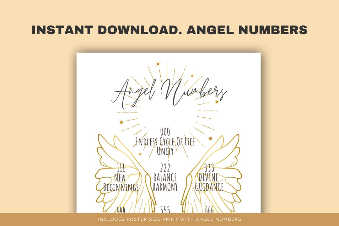 Angel Numbers Print Spiritual Wall Art Message From Universe Printable ...