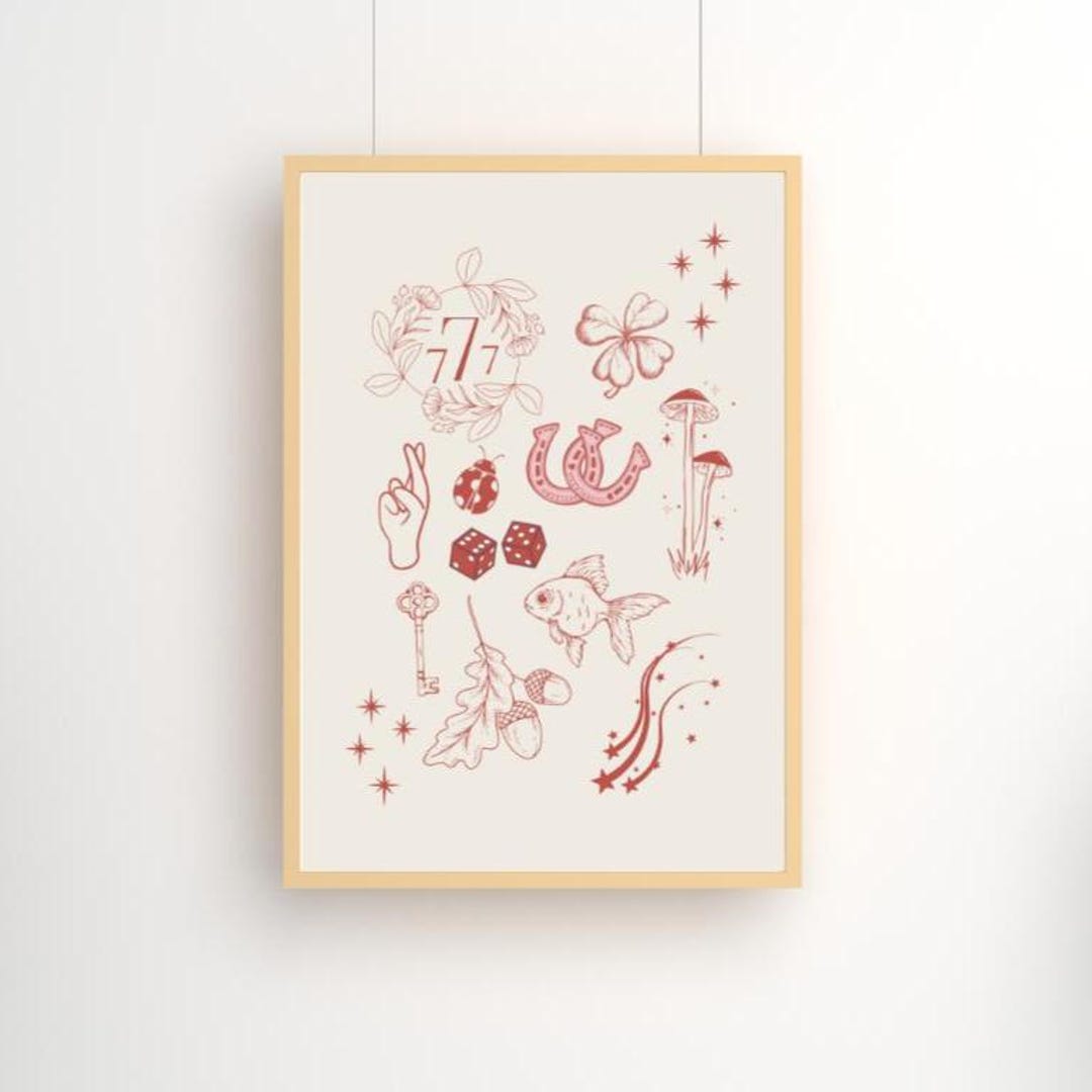 Lucky Charms Print Luck Symbols Printable Wall Art Pastel Pink How ...