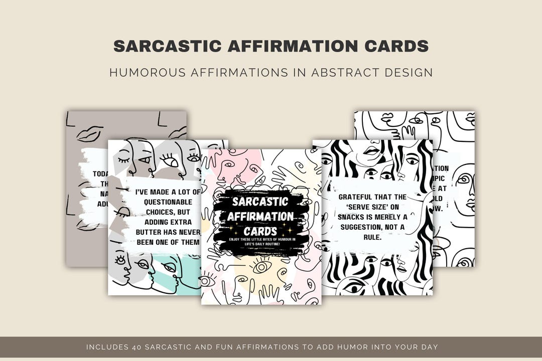 Sarcastic Affirmation Cards Humour Affirmations Abstract Art One Line ...
