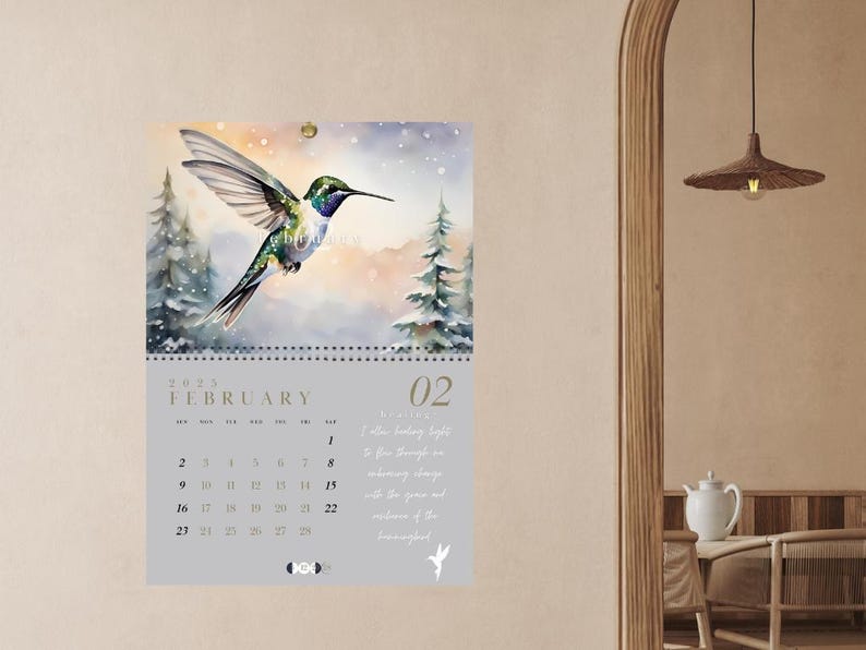 2025 Calendar Hummingbirds With Affirmations Calendar Moon Phases Inc ...