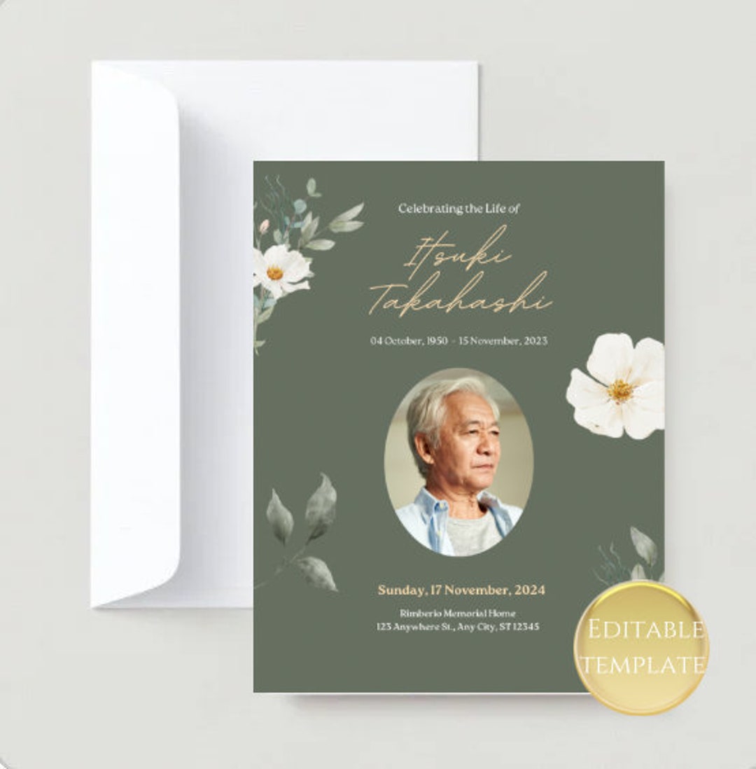 Stunning Simple Funeral Program Template Memorial Program Celebration ...