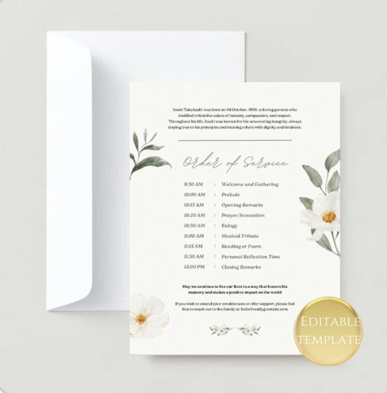 Stunning Simple Funeral Program Template Memorial Program Celebration ...