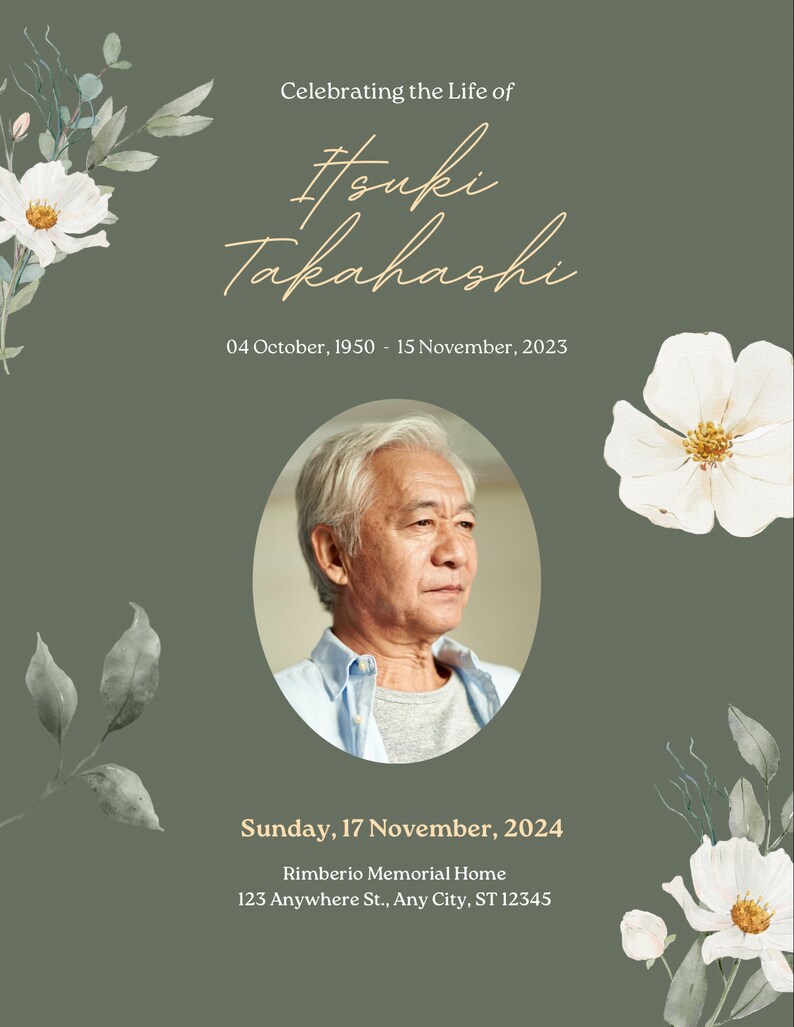Stunning Simple Funeral Program Template Memorial Program Celebration ...