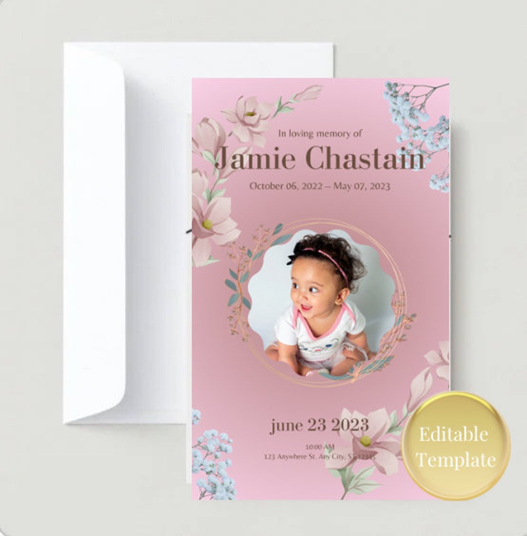 Funeral Program for a Baby Girl Template Memorial Program Celebration ...