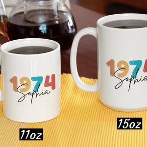 Custom Name Age, Birthday Gift, Custom Birthday Mug Gift for Her, 50th ...