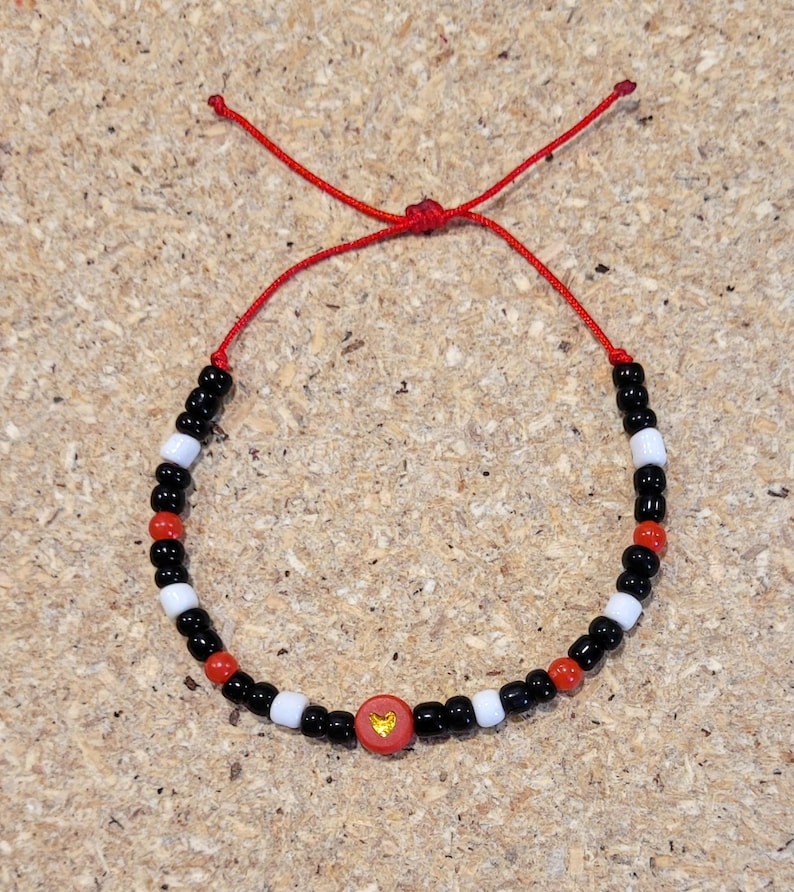 Heart Bracelets, Valentine's Day, Gift for Friends, Red and Black Seed ...