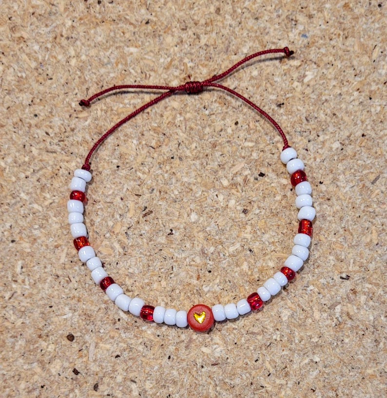 Heart Bracelets, Valentine's Day, Gift for Friends, Red and Black Seed ...