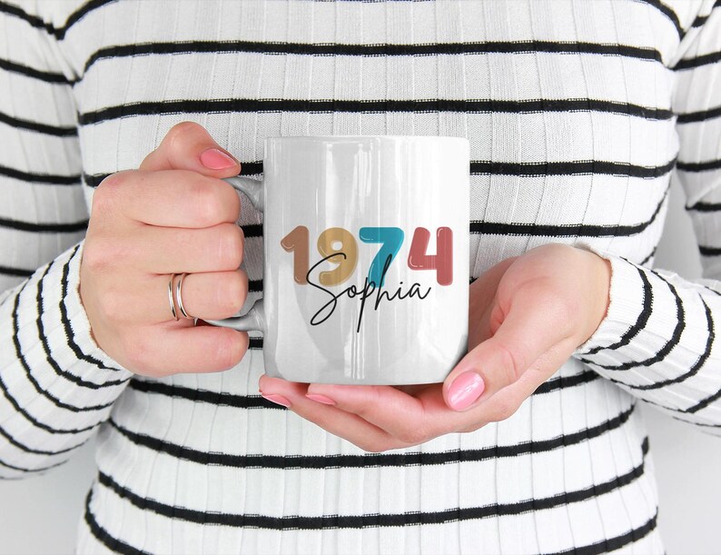 Custom Name Age, Birthday Gift, Custom Birthday Mug Gift for Her, 50th ...