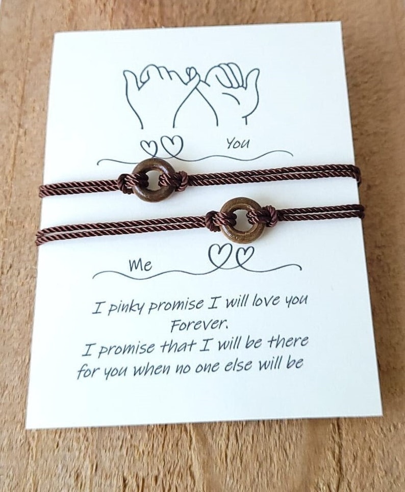 Pinky Promise Bracelets Handmade, Set of 2, Gift for Couples, Long ...