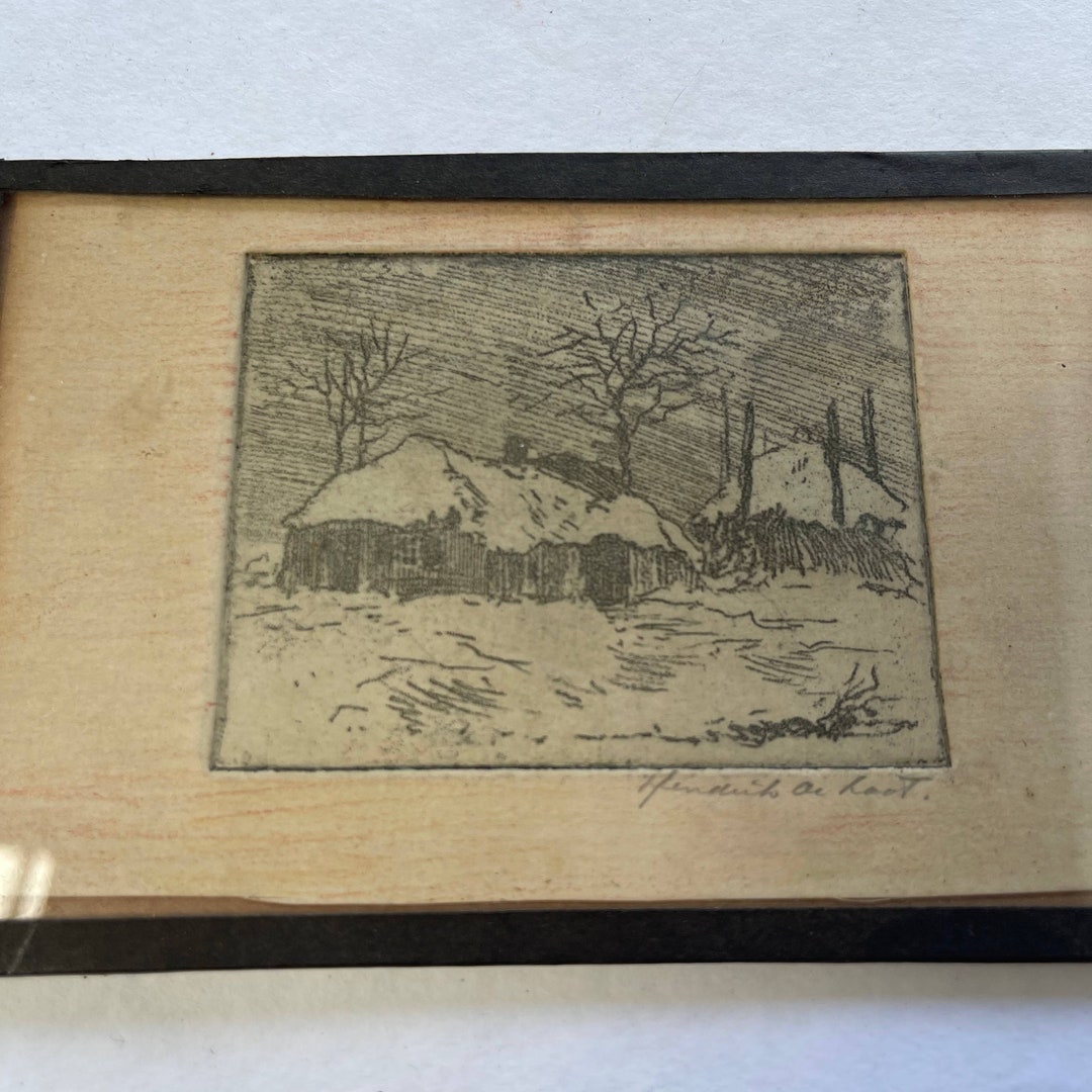 Vintage Drawing Dutch Artist Henrik De Laat (1900- 1980) Farmhouse in ...