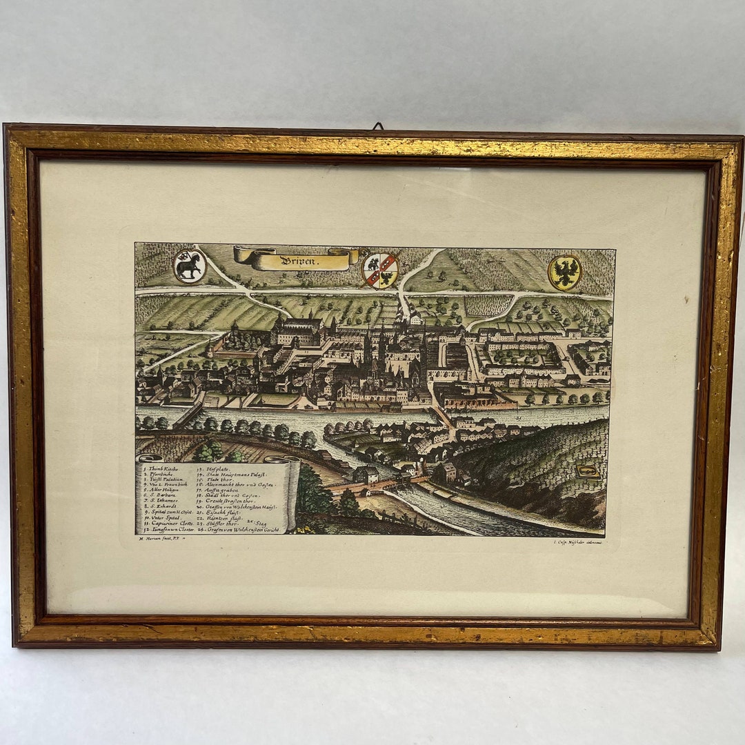 Map of Brixen by MERIAN, Matthäus Colored Print of the 1679 Map of ...